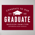 Congrats to our Graduate Burgundy Graduation Party Poster | Zazzle