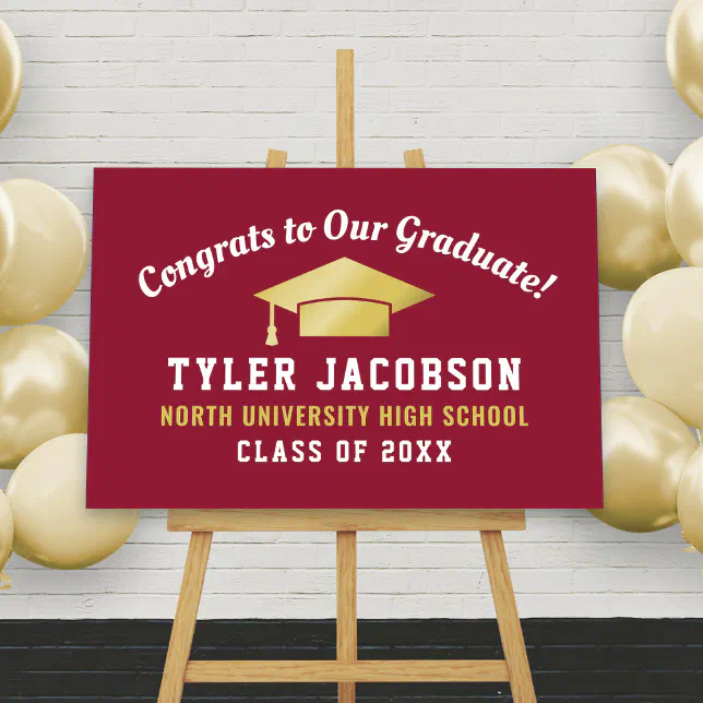 Congrats To Our Graduate Red and Gold Custom Foam Board | Zazzle