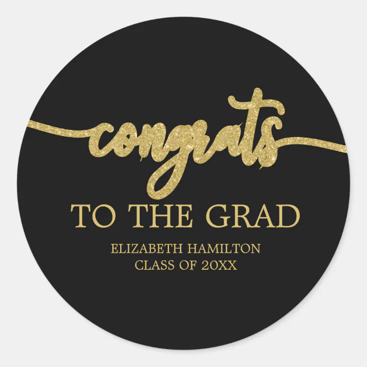 Congrats To The Grad Chic Calligraphy Graduation Classic Round Sticker ...
