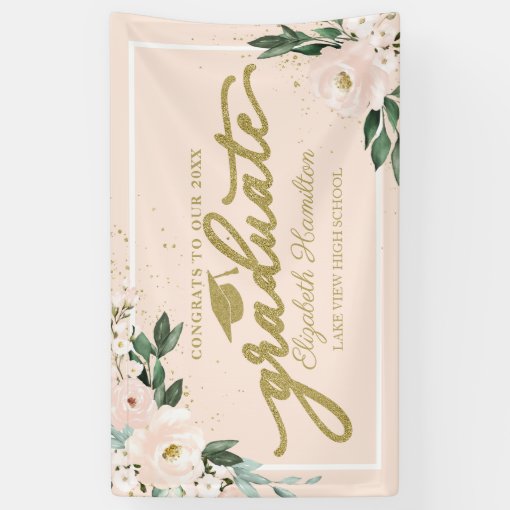 Congrats To The Graduate Blush Floral Grad Party Banner | Zazzle
