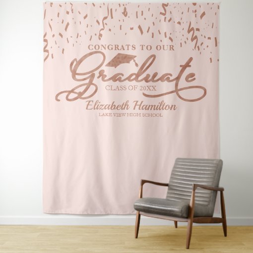 Congrats To The Graduate Rose Gold Pink Backdrop | Zazzle