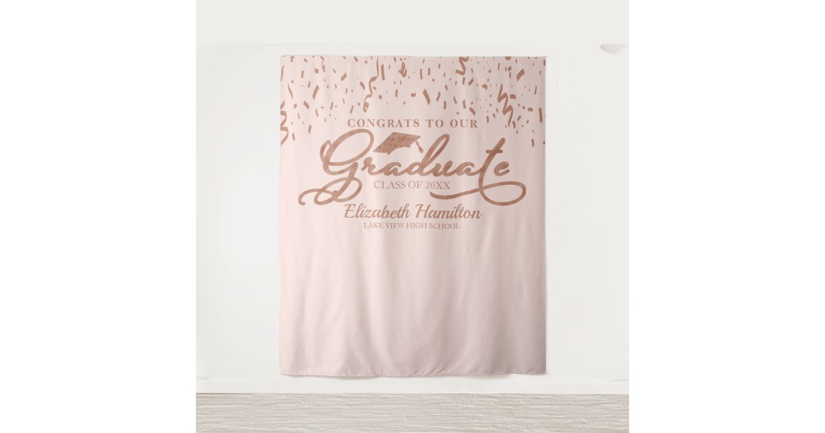 Congrats To The Graduate Rose Gold Pink Backdrop | Zazzle