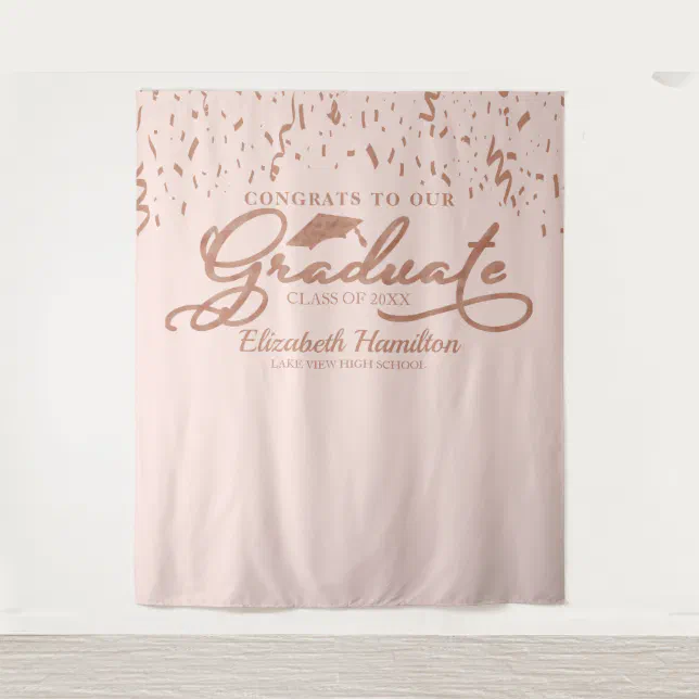 Congrats To The Graduate Rose Gold Pink Backdrop | Zazzle