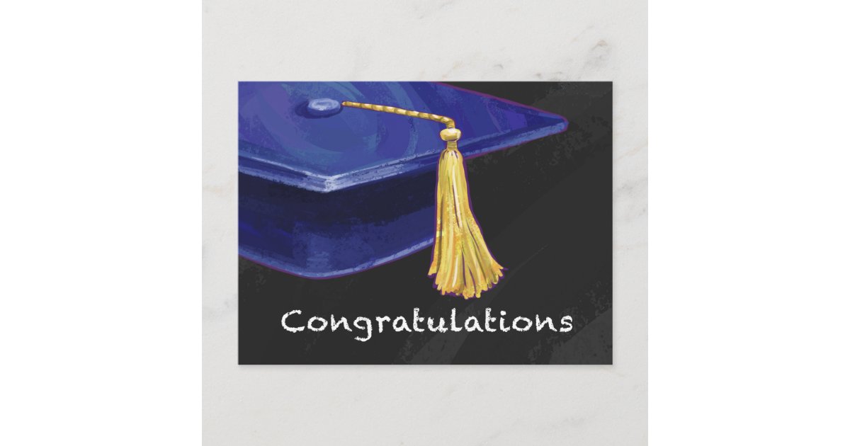 Congratulation Blue and Black Postcard | Zazzle
