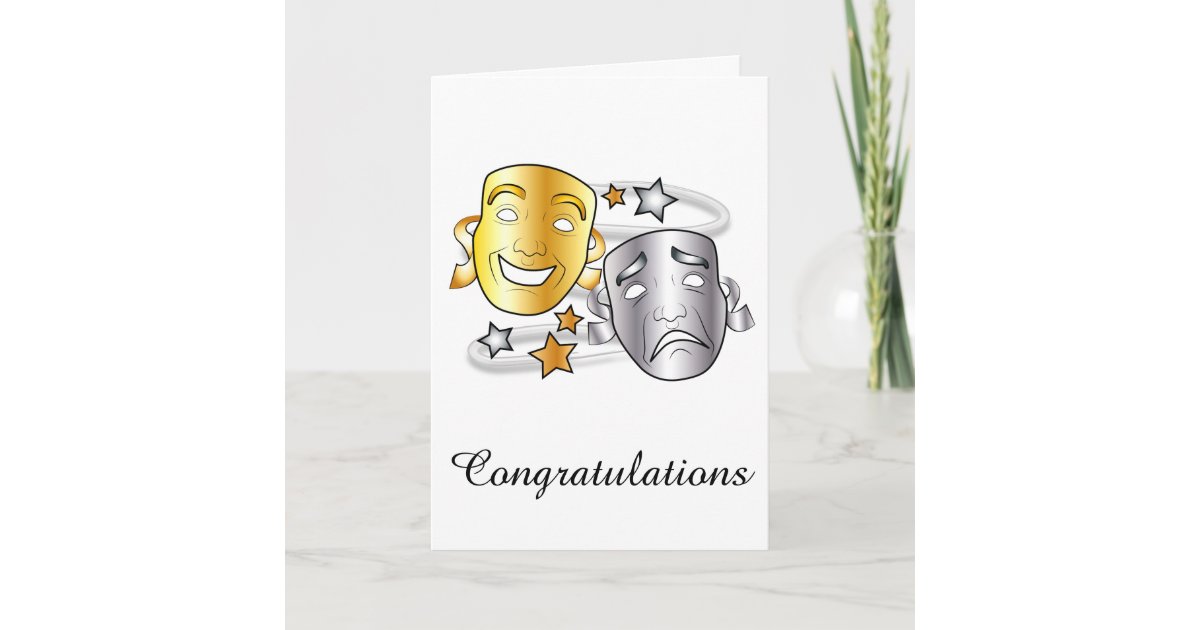 Congratulation Drama Performance Play with Masks Card | Zazzle