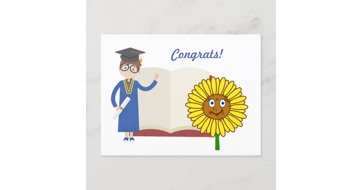 Congratulation Graduation Sun Flower Postcard | Zazzle