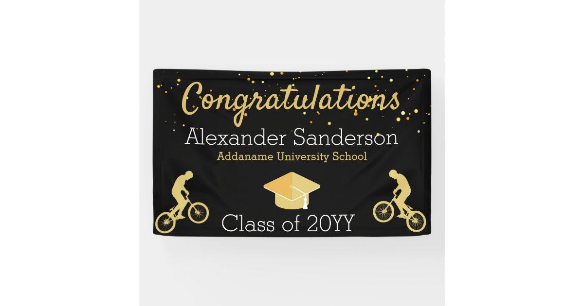 Congratulation Mountain Biker Graduation Banner | Zazzle