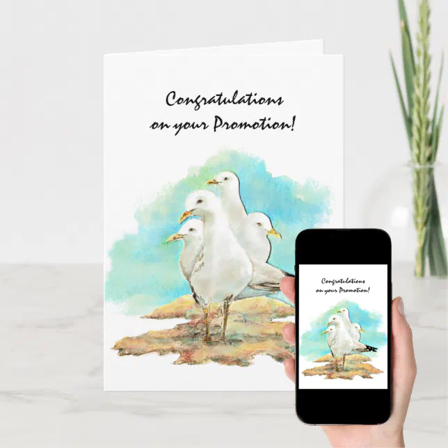 Congratulation Promotion From Gang Seagulls, bird Card | Zazzle
