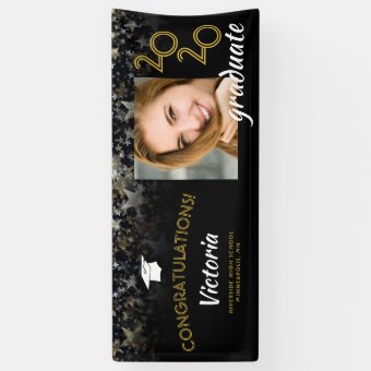 Congratulations 2020 Graduate Gold Stars Photo Banner | Zazzle
