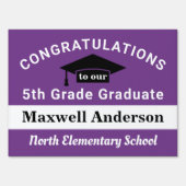 Congratulations 5th Grade Grad Purple Graduation Sign | Zazzle