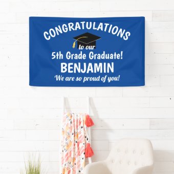 Congratulations 5th Grade Graduation Blue Banner | Zazzle