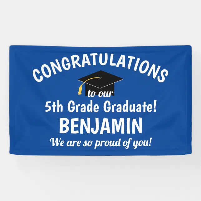 Congratulations 5th Grade Graduation Blue Banner | Zazzle