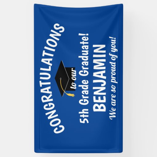 Congratulations 5th Grade Graduation Blue Banner | Zazzle