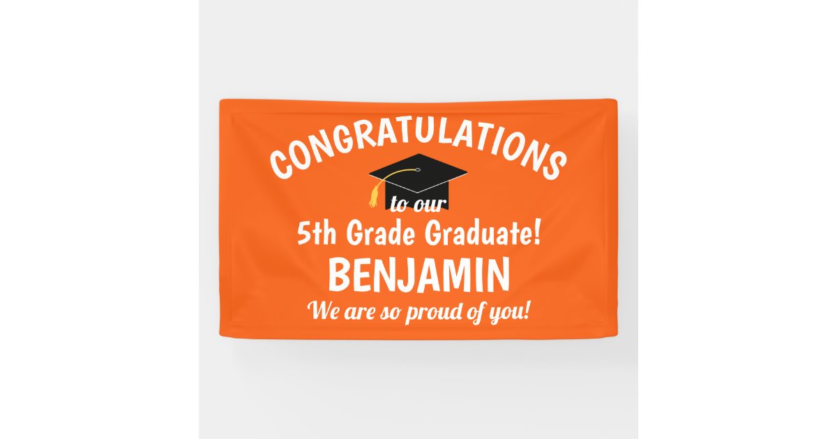 Congratulations 5th Grade Graduation Orange Banner | Zazzle