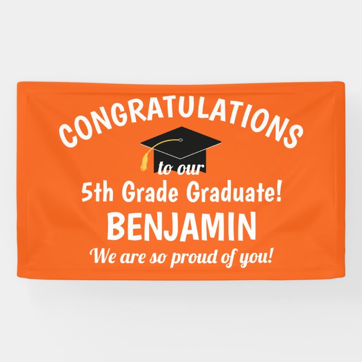 Congratulations 5th Grade Graduation Orange Banner | Zazzle.com