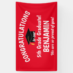 Congratulations 5th Grade Graduation Red Banner | Zazzle
