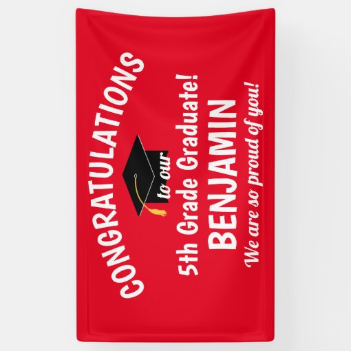 Congratulations 5th Grade Graduation Red Banner | Zazzle