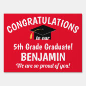 Congratulations 5th Grade Graduation Red Yard Sign | Zazzle