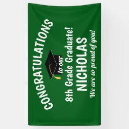Congratulations 8th Grade Graduation Green Banner | Zazzle