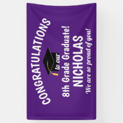 Congratulations 8th Grade Graduation Purple Banner | Zazzle