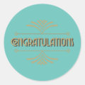 Congratulations Art Deco Classic Round Sticker | Zazzle