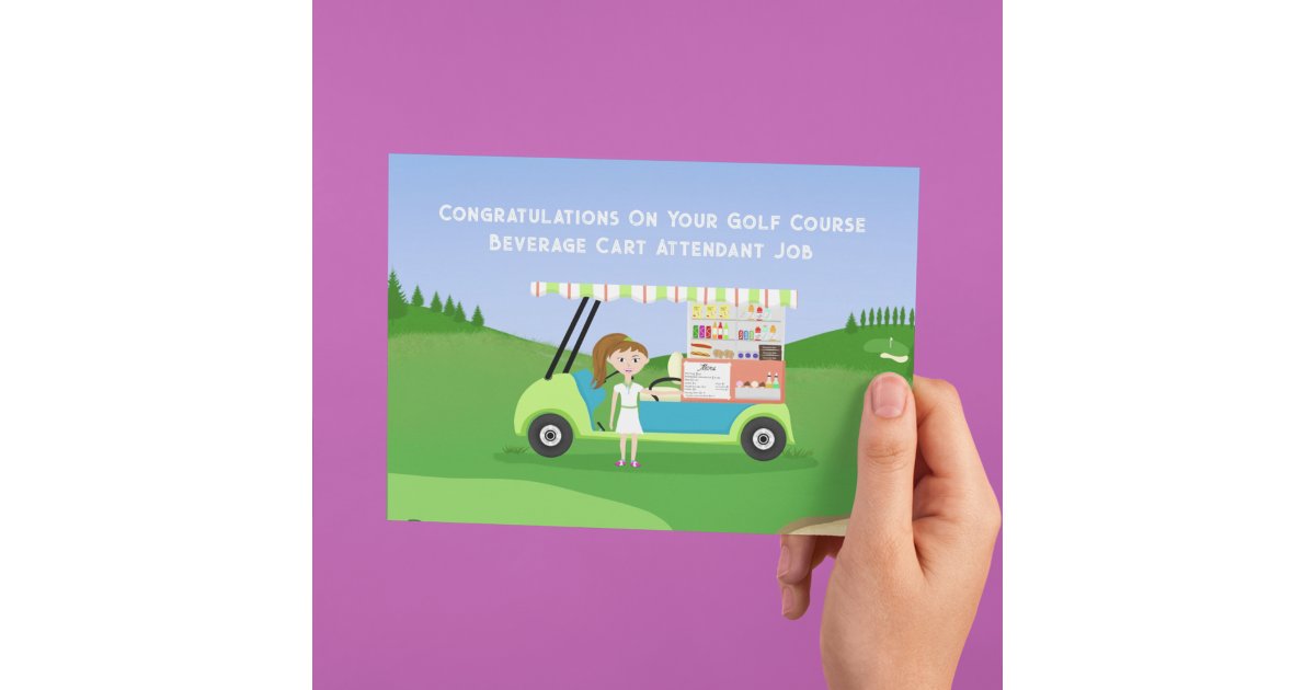 Congratulations as Golf Course Beverage Cart Atten Card | Zazzle