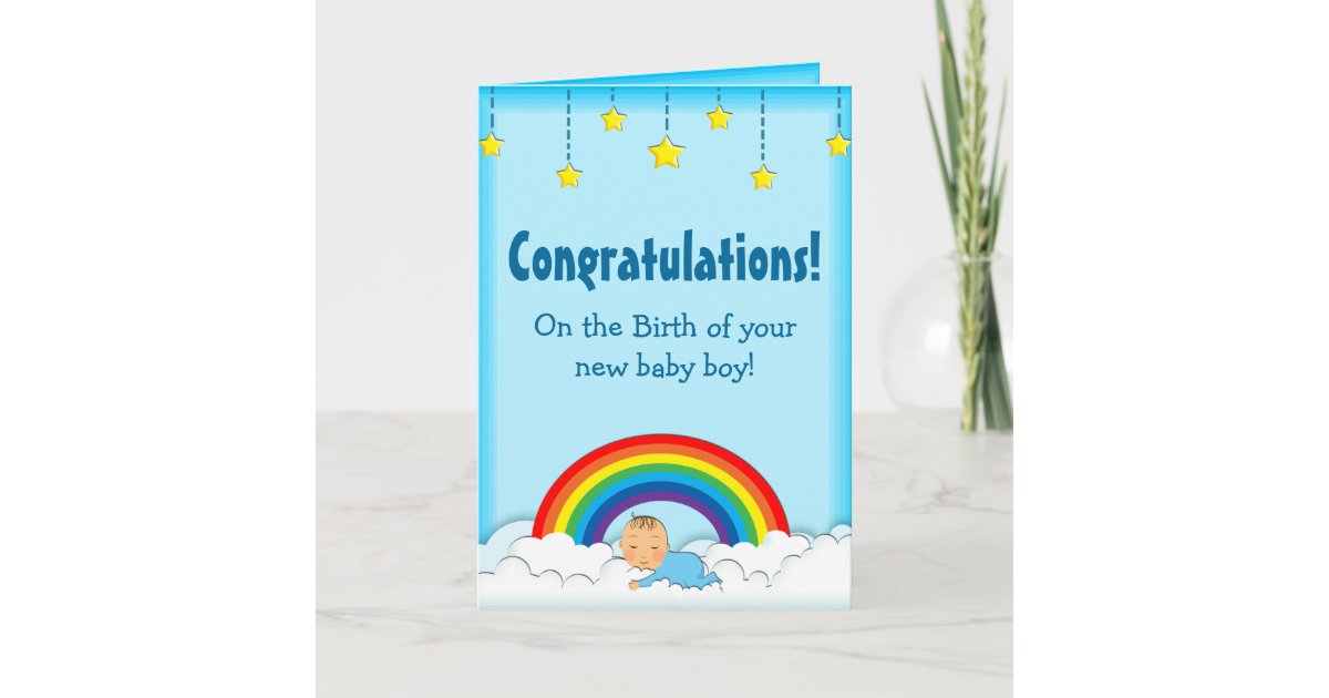 Congratulations Baby Boy rainbow card | Zazzle