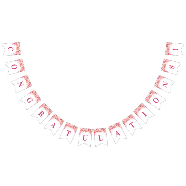 Congratulations Banner Pink Watercolor Flowers | Zazzle