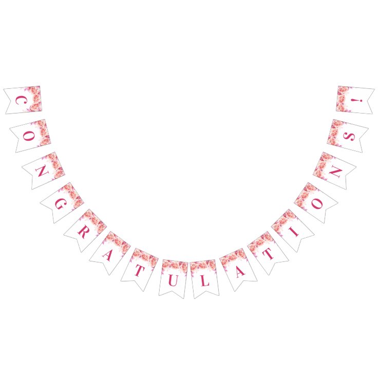 Congratulations Banner Pink Watercolor Flowers | Zazzle