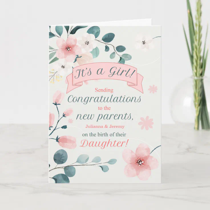 Congratulations Birth of a Daughter Peach Blossoms Card | Zazzle
