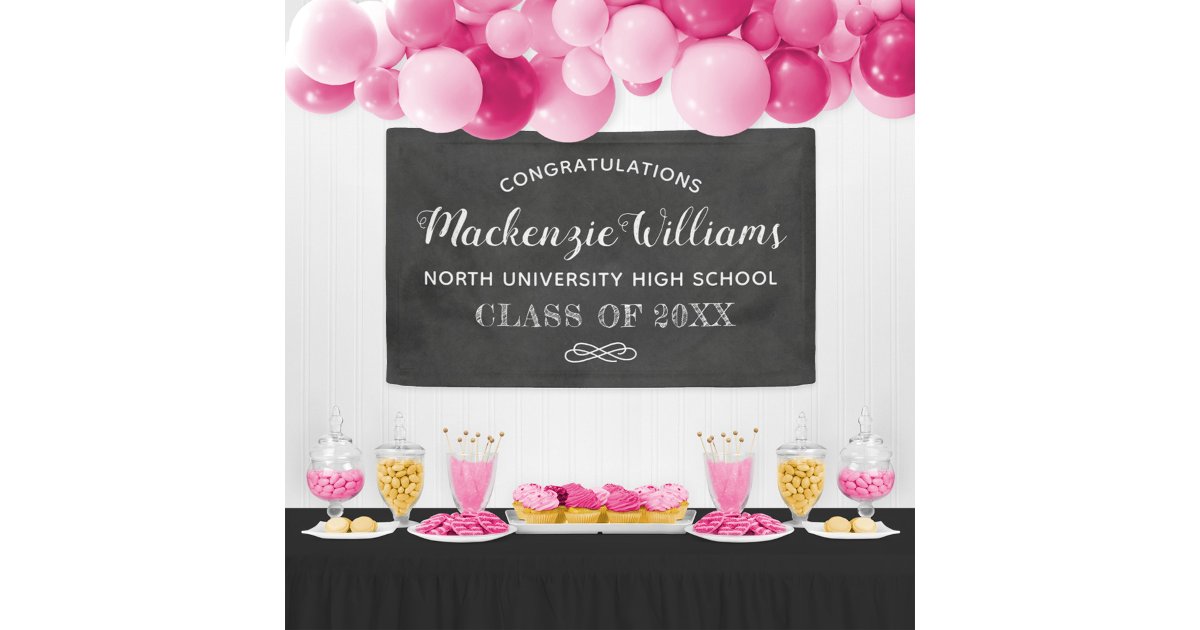 Congratulations Black Chalkboard Graduation Party Banner | Zazzle