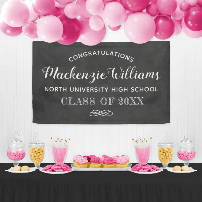 Congratulations Black Chalkboard Graduation Party Banner | Zazzle
