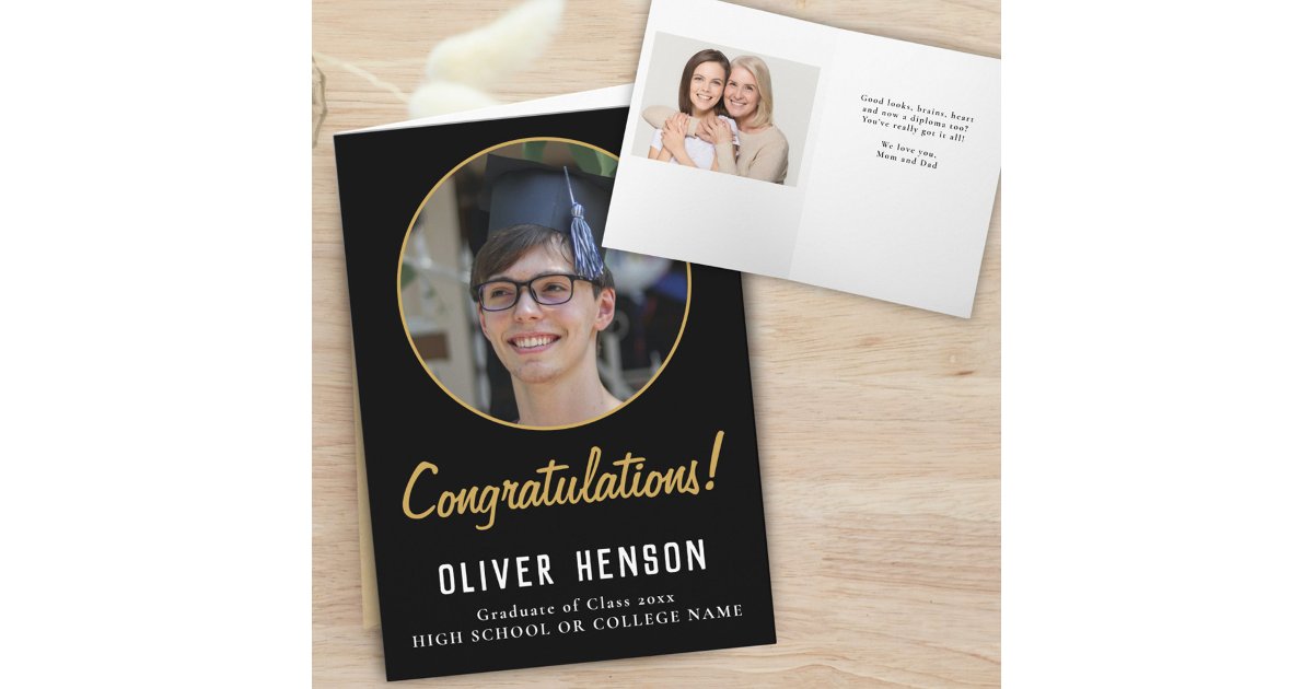 Congratulations Black Graduate 2 Photo Graduation Card | Zazzle