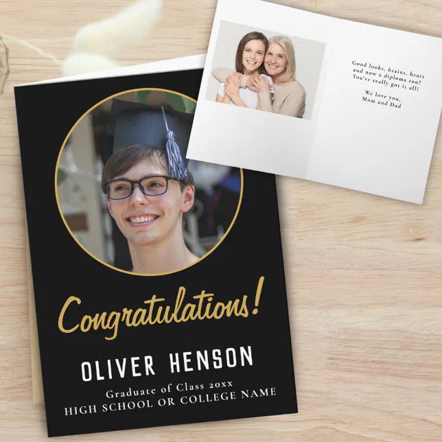 Congratulations Black Graduate 2 Photo Graduation Card | Zazzle