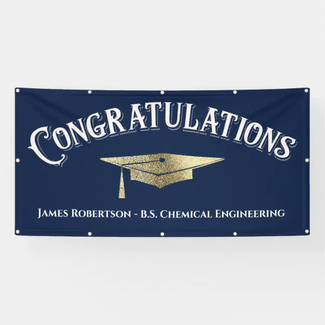 Congratulations Blue Gold Graduation Banner | Zazzle