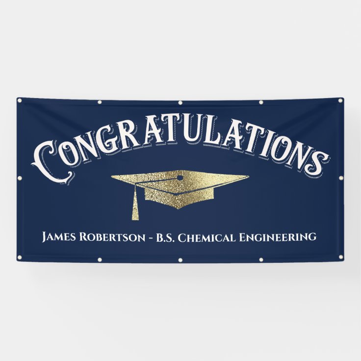 Congratulations Blue Gold Graduation Banner | Zazzle