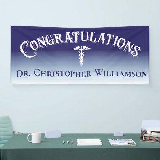 Congratulations Blue Medical Doctor Banner | Zazzle