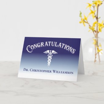 Congratulations Blue Medical Doctor Graduate Card | Zazzle