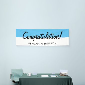 Congratulations Blue Typography Name Party Banner | Zazzle