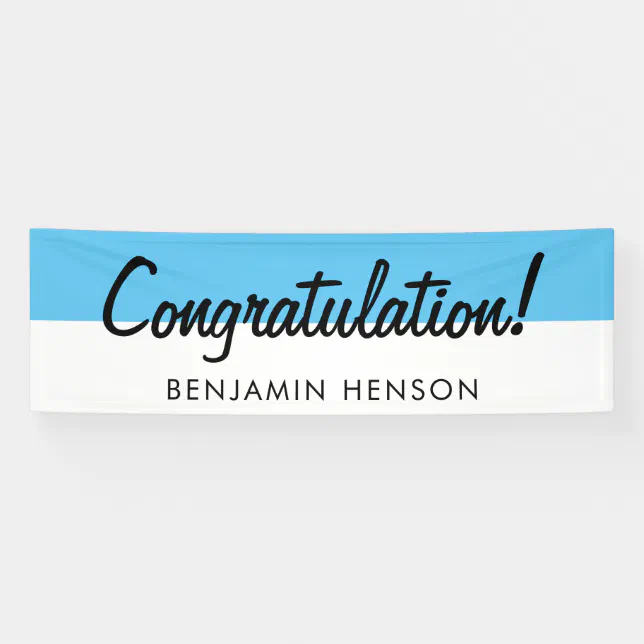 Congratulations Blue Typography Name Party Banner | Zazzle