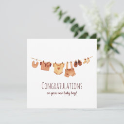 Congratulations Boho Baby Clothes Card | Zazzle