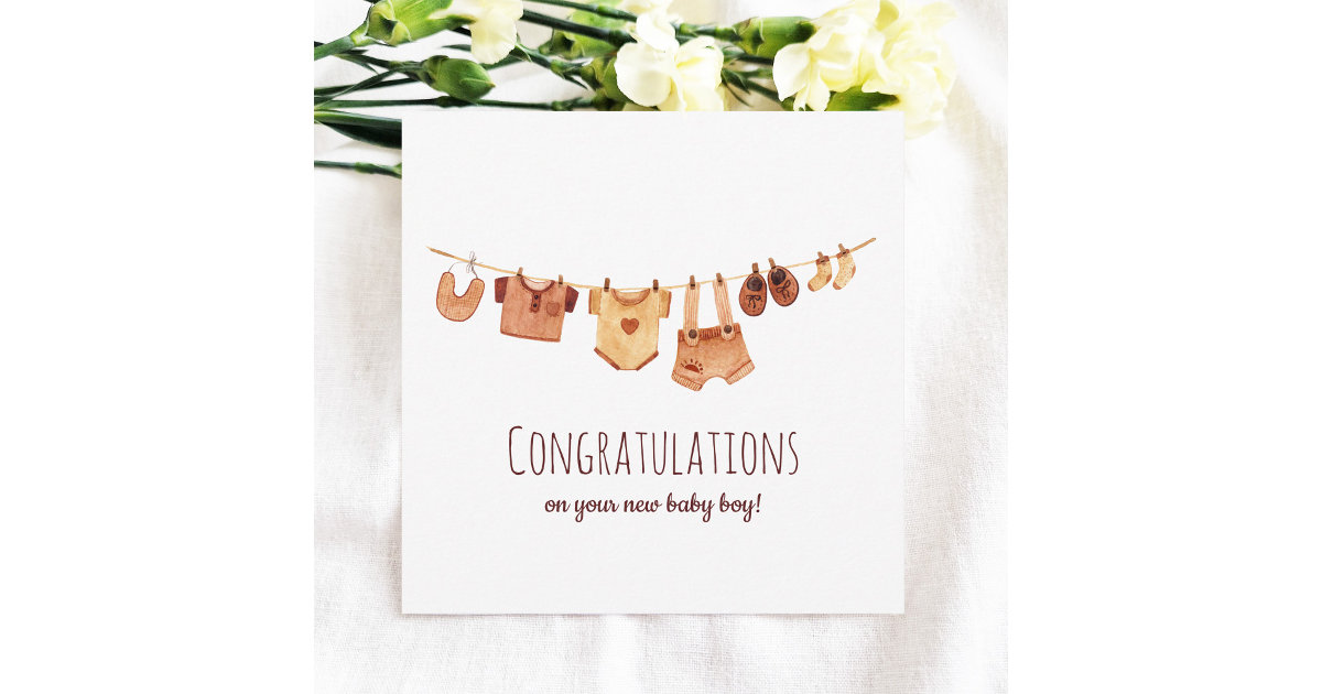 Congratulations Boho Baby Clothes Card | Zazzle