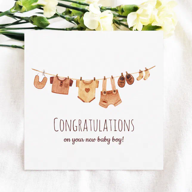Congratulations Boho Baby Clothes Card | Zazzle