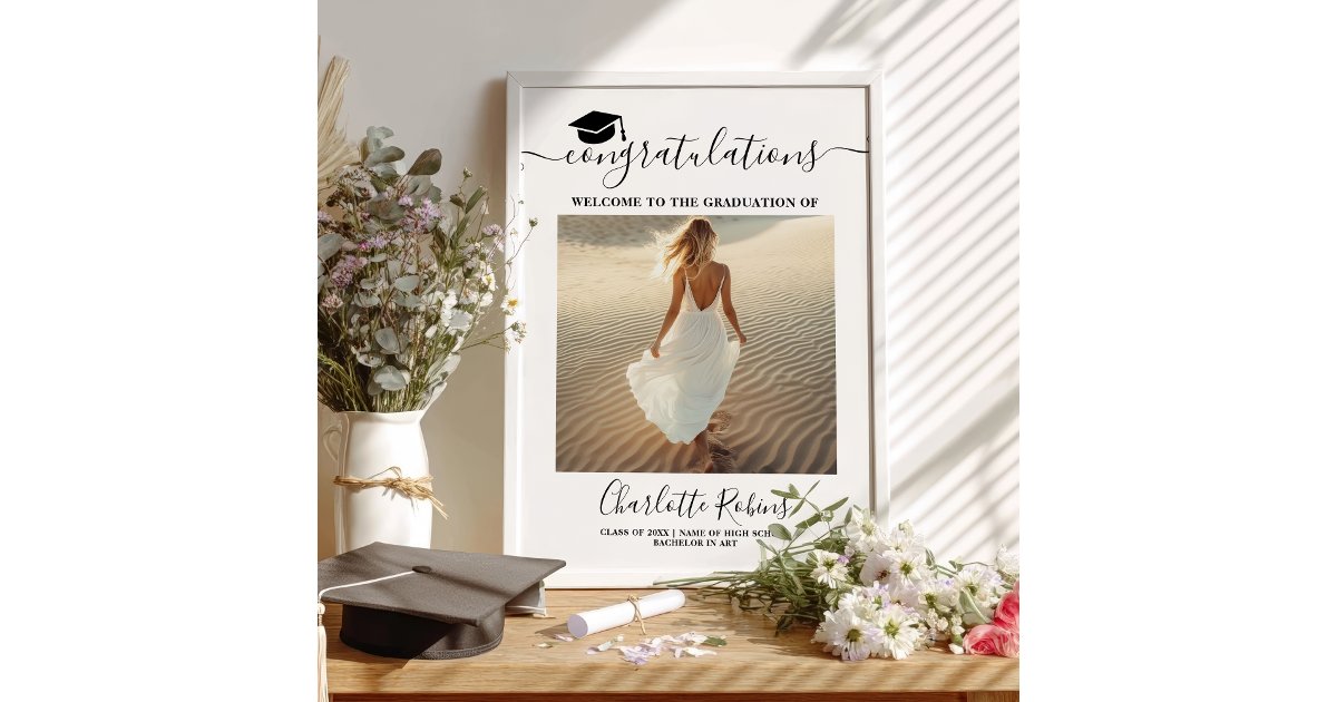 Congratulations Boho Graduation Welcome Photo Sign | Zazzle