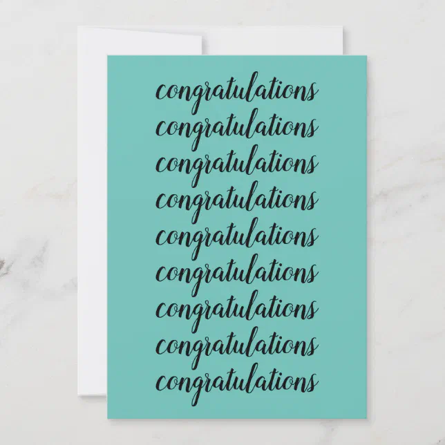 Congratulations Brush Script Light Teal Blank Card | Zazzle