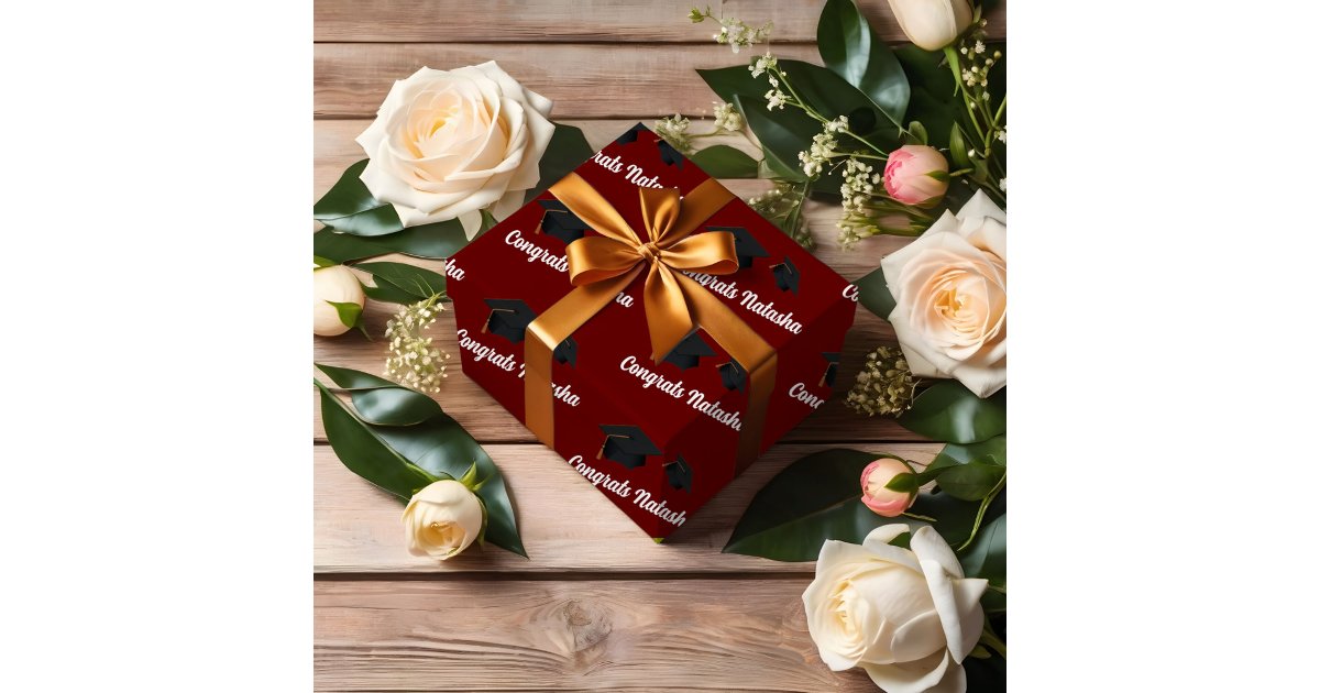 Congratulations Burgundy graduation celebration Wrapping Paper Sheets ...