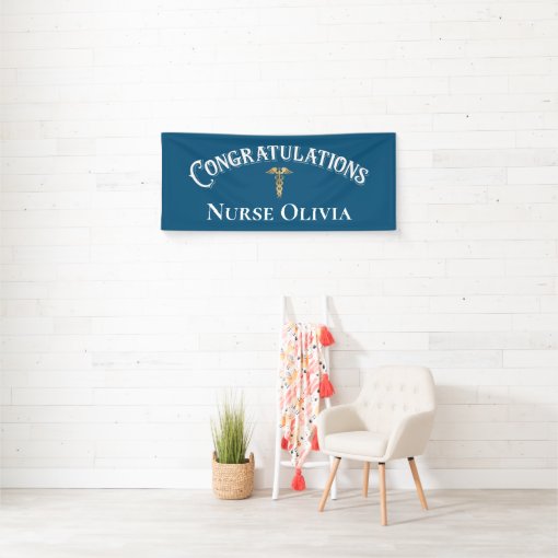Congratulations Caduceus Medical Nurse Banner | Zazzle