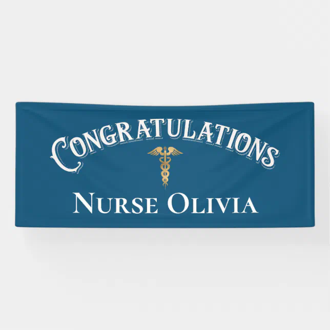 Congratulations Caduceus Medical Nurse Banner | Zazzle