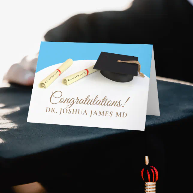 Congratulations Cap and Scrolls Graduation Card | Zazzle
