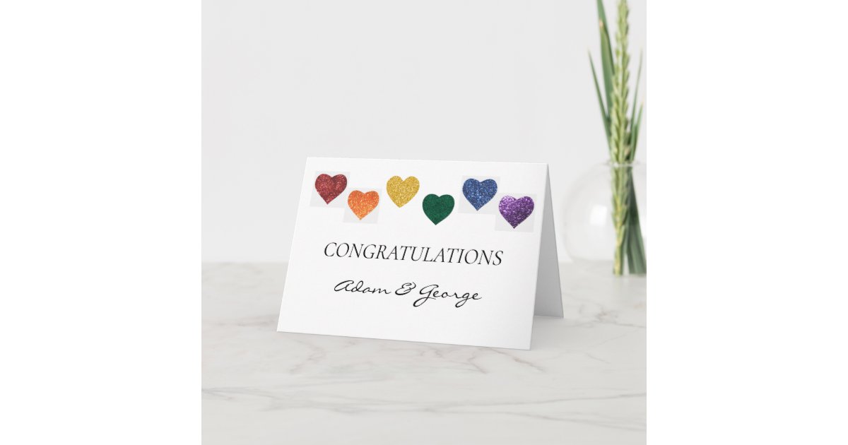 Congratulations Card - LGBTIQ Rainbow Pride Hearts | Zazzle